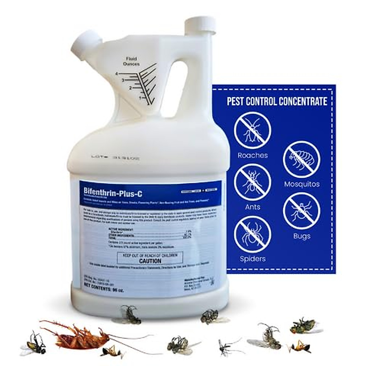 Bifenthrin-Plus-C Insecticide (1 Gal) - Roach Killer Indoor Infestation, Termite Treatment, Ant Control & Wasp Spray - Home Defense Pest Control, Residential, Commercial, and Industrial Use