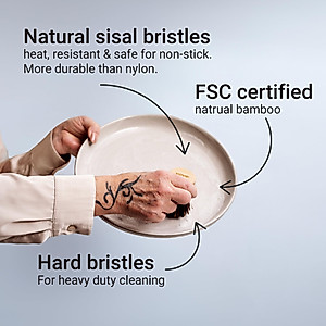 Vove | Big Cleaning Bundle | 6 Scrub sponges, 3 Sponge Cloths & Bamboo Dish Brush | Non-Scratch Scrubber | Eco-Friendly Cleaning Bundle | Natural Fiber | Plastic Free | Washing up S