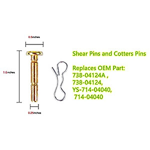 yhoparts Shear Pins and Cotters Pins fits for Cub Cadet MTD Troy-Bilt Replaces 738-04124A, 714-04040, 738-04124 Snowblowers (10 Pairs)