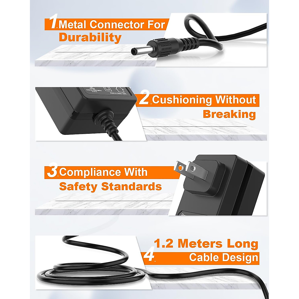 MARBERO 19V AC/DC Adapter Power Cord Power Supply Plug Compatible with MARBERO M82 M82MAX M822 M822MAX M87 M88 M168 Portable Power Station Solar Generator Lithium Battery 1.5A Wall Adapter Charger