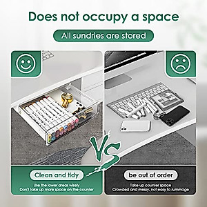 The drawers under the table are easy to organize, transparent plastic pencil drawer under the table, hidden drawer, transparent pencil drawer (Standard)