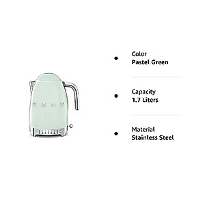 SMEG Pastel Green Stainless Steel 50's Retro Variable Temperature Kettle