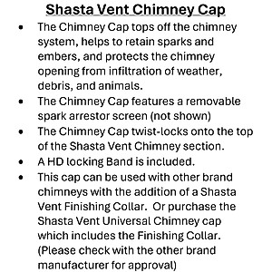 Shasta Vent 8" Dia. I.D. Class A, All Fuel, SS Chimney Cap for 8" Shasta Vent Chimneys