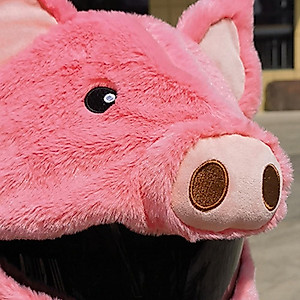 Motorcycle Helmet Cover, Windproof Plush Helmet Decoration Cute Pig Fun Rides & Gifts for Motorcycle Helmet Valentine's Day Gifts (Helmet not Included)