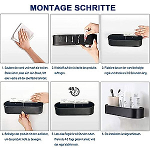 Shower Caddy Basket Shelf Shower Shelf Shampoo Holder Organizer No Drilling Adhesive Wall Mounted Bathroom Shelf - with Adhesive Sticker (Matte Black)