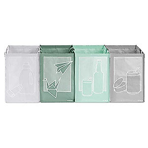 Navaris Recycle Bag Set (4 Pieces) - Reusable Recycling Bags to Separate Paper, Plastic, Glass, Metal - Recycling Bins Sorter Bin Kitchen Organizer