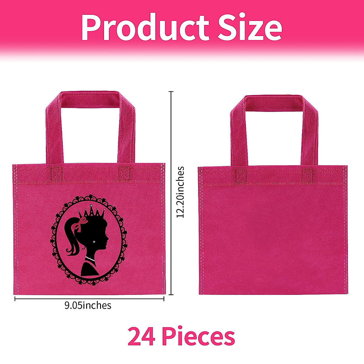 XUWAIDSGN 24 Princess Goodie Bags - Cute Rose Red Party Favor Bags With Handles for Girls' Birthday & Shower Parties
