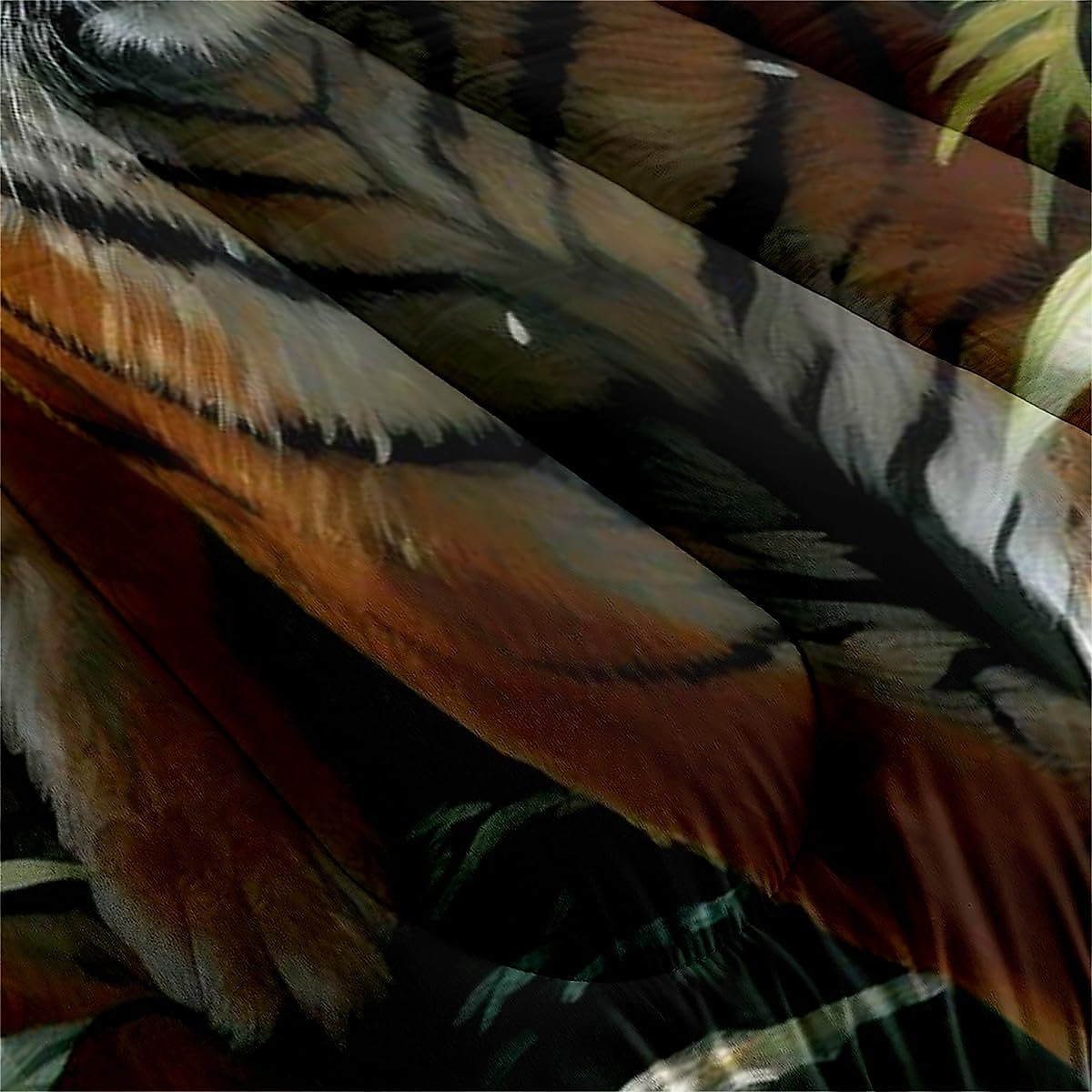 Ydtwnyq Tiger Bedding Set King, Dark Green Comforter Set, Tropical Plants Wildlife Animal Tiger Comforter Set Quilt Cover with 2 Pillowcases for Kids Teens Adults