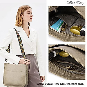 Viva Terry Vegan Leather Crossbody Fashion Shoulder Bag Purse with Adjustable Strap (Light Khaki)