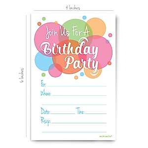 Happy Dot Birthday Party Invitations - Fill In Style (20 Count) With Envelopes