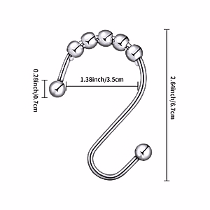 Hotop Stainless Steel Shower Curtain Hooks Rust Resistant Shower Curtain Hook Ring Bathroom S Shaped Hook Hanger for Kitchen Utensils, Shower Curtain, Clothes, Towels (12 Pieces)