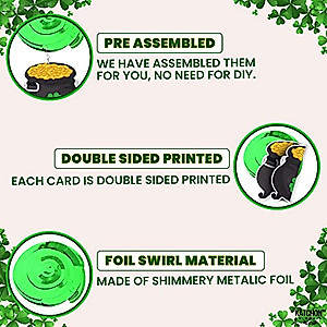 St Patricks Day Hanging Swirls Decorations - Pack of 30, No DIY | St Patricks Day Hanging Decorations | St Patricks Day Decorations | St Patricks Day Ceiling Decorations | Hanging Shamrock Decorations