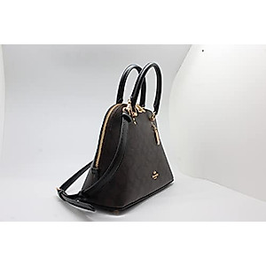 Coach Katy Satchel In Signature Canvas (IM/Brown Black)