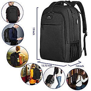 MATEIN Extra Large Backpack, 17 Inch Travel Laptop Backpack with USB Charging Port, Anti Theft TSA Friendly Business Work College Computer Backpack for Men Women, Black