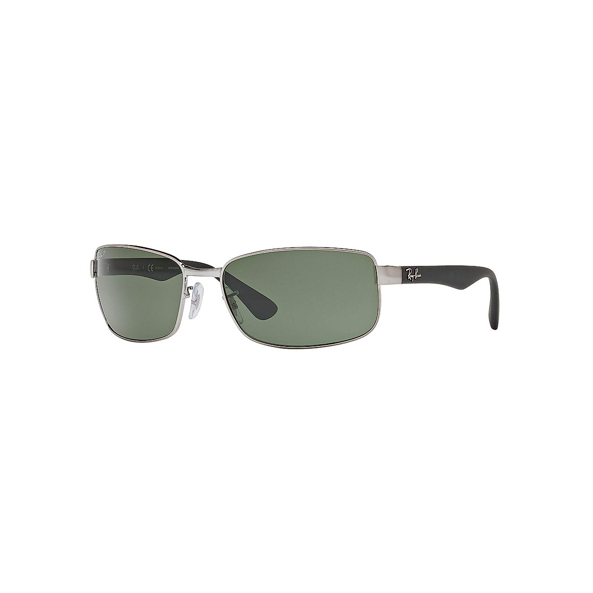 Ray-Ban RB3478 Rectangular Sunglasses, Gunmetal/Green Polarized, 60 mm
