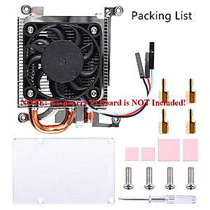 GeeekPi Fan for Raspberry Pi 4, Ultra Thin ICE Tower Cooler for Raspberry Pi, PWM Cooling Fan with Aluminum Heatsink for Raspberry Pi 4 Model B Only