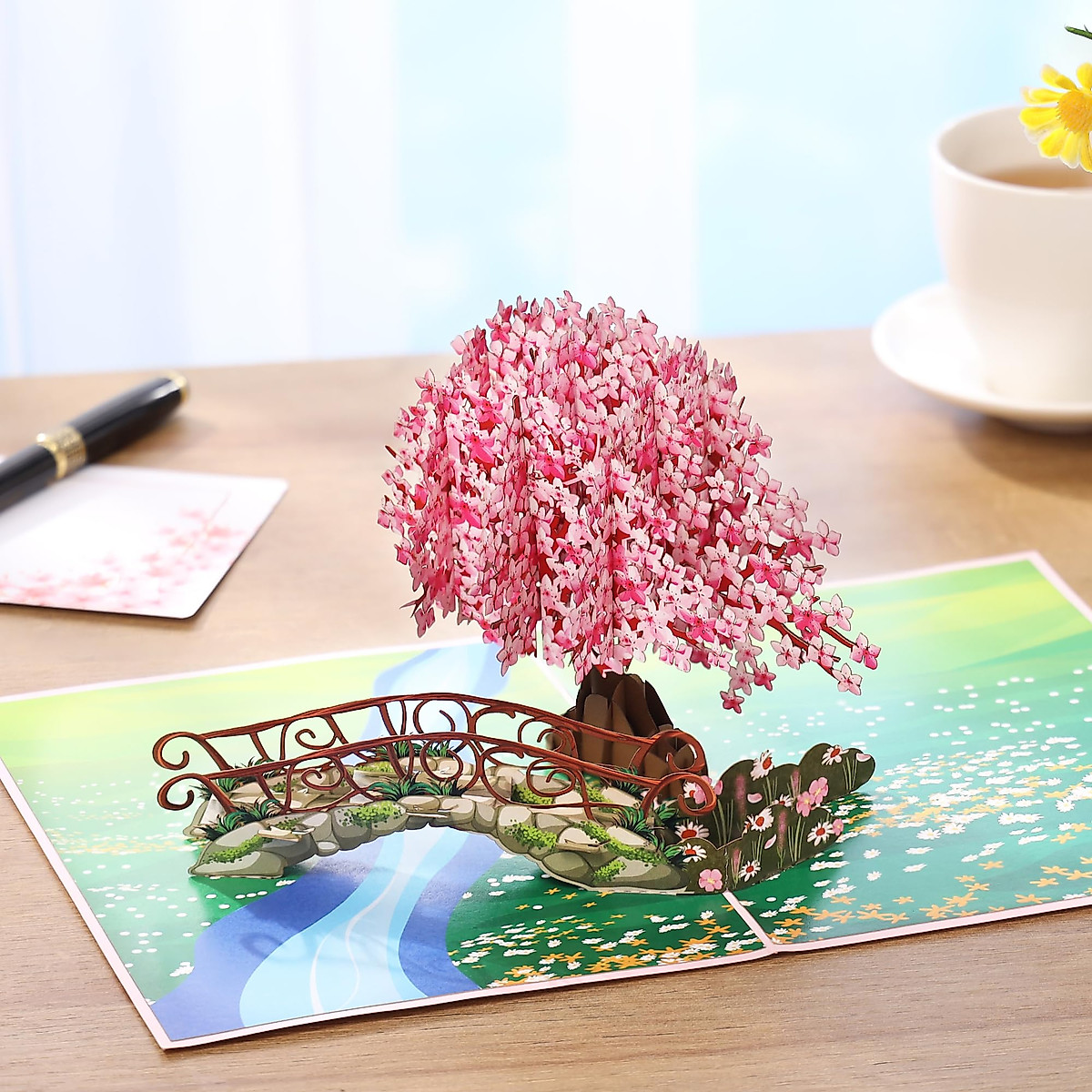 Pop Up Flower Birthday Cards, Cherry Blossom Tree 3D Pop Up Birthday Cards, Thank You Card 6x 8", Anniversary Card, Mother's Day Card, Valentines Card All Occasion for Women, Wife, Mom, Grandma, Her