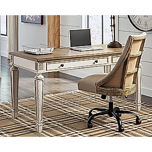 Signature Design by Ashley Realyn Farmhouse 60" Home Office Desk with USB Charging, Chipped White