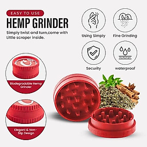 Santa Cruz Shredder x Cookies Hemp Grinder for Herbs Knurled Top for Stronger Grip Size Medium 2.2" (2, Red)