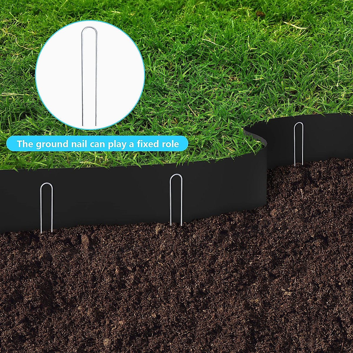 Watayo 50 FT Grass Barrier Landscape Edging Coil -5 inch Depth Terrace Board Edging -Flexible Garden Bed Edging -Weed Barrier Edging for Garden Lawn Area Driveway Path Sidewalk