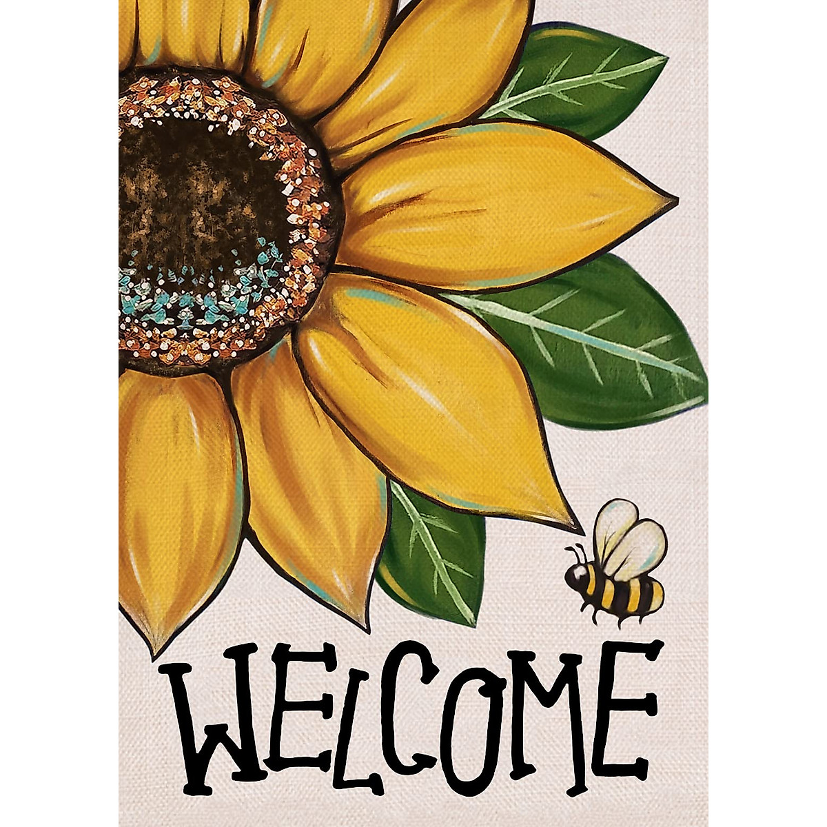 Covido Welcome Spring Summer Sunflower Decorative Garden Flag, Bee Yard Outside Decorations, Fall Autumn Farmhouse Outdoor Small Home Decor Double Sided 12 x 18