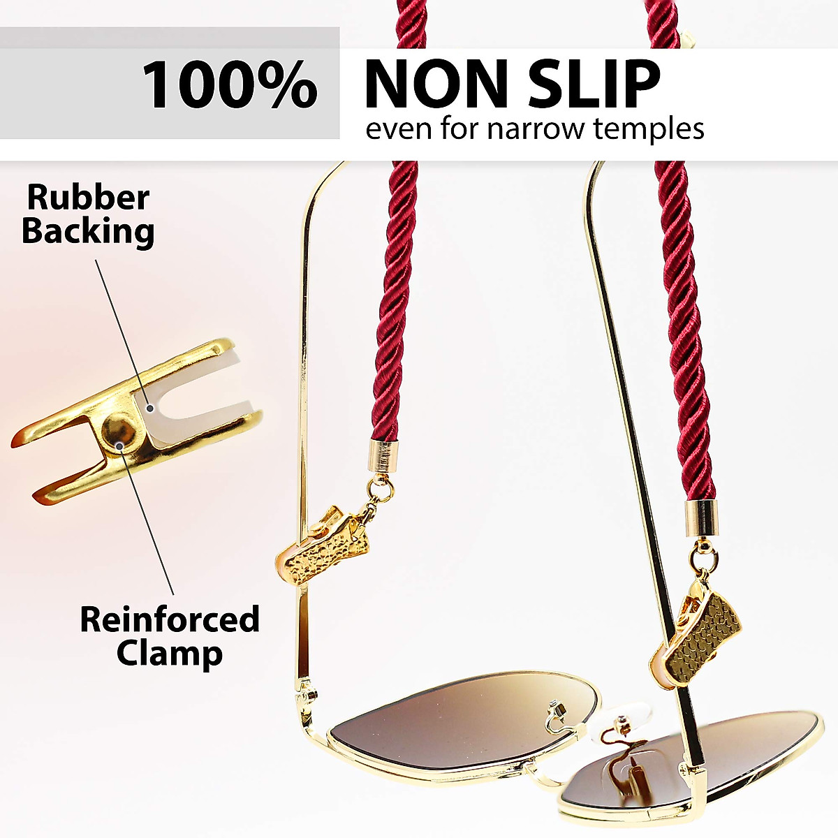 SIGONNA Glasses Strap String Holder Cord - Terylene Eyeglasses Strap Holders - Eye Glasses Accessory Chain - Eyeglass Chains for Women Men - Glasses Lanyard Around Neck - 3 Pcs (Gold)