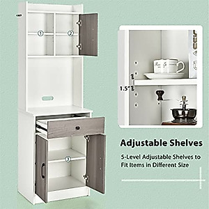 YDXNY Three Door 71" Kitchen Buffet Storage Cabinet with Trolley Adjustable Shelves Black/White (Color : E, Size : As Shown)
