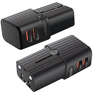 Dual Universal USB Adapter Works for Plantronics BackBeat FIT 3101 for Worldwide Power and Travel Between US/EU/CN/AUS/NZ/UK