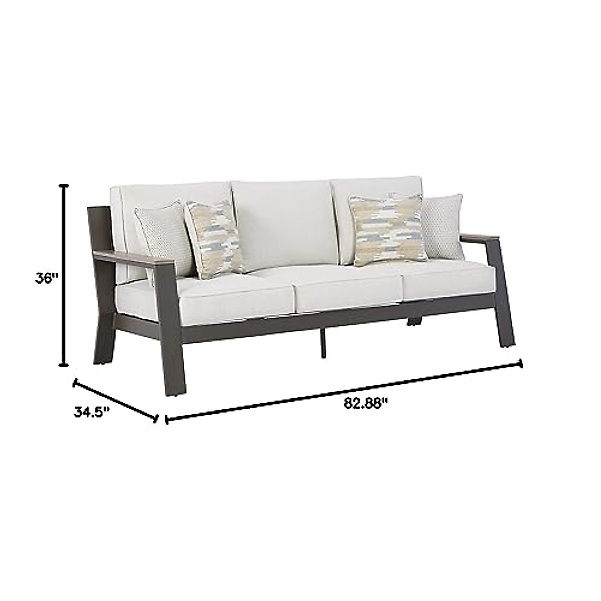 Signature Design by Ashley Outdoor Tropicava Patio HDPE Sofa with Cushion, Taupe