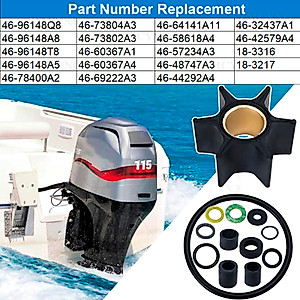 96148Q8 Water Pump Kit Impeller Kit for Mercury and Mariner Outboard and MerCruiser Alpha One Stern Drives Impeller Kit 96148A8 46-96148A8 46-96148Q8 46-96148T8 18-3217