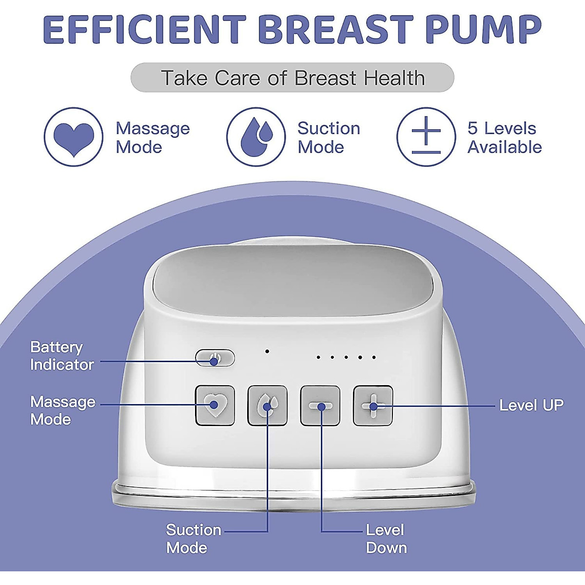 Kompoll Wearable Breast Pump Double Electric Breast Pump 24 mm Hands-Free Breast Pump 2 Mode & 5 Levels Portable Breast Pump Electric Worn in-Bra Wireless Breast Pump Breastfeeding Gray