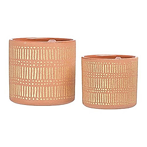Main + Mesa Stoneware Pots with Gold Pattern, Set of 2