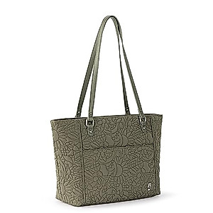 Sakroots Metro Tote Bag in Eco-Twill with Dual Shoulder Straps, Olive Spirit Desert Quilted