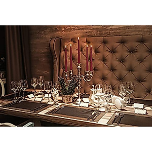 12 Pack Tall Taper Candles - 10 Inch Burgundy Dripless, Unscented Dinner Candle - Paraffin Wax with Cotton Wicks - 8 Hour Burn Time