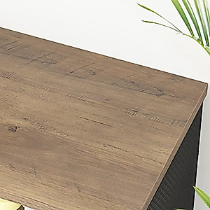 Launica Wine Bar Cabinet, Industrial Coffee Bar Cabinet Farmhouse for Liquor and Glasses, Sideboard Buffet Cabinet with Storage Rack for Home Kitchen Dining Room, Rustic Oak, 55 In