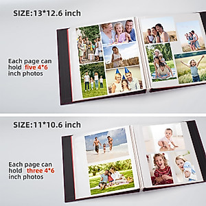 HoneyTolly Large Photo Album Self Adhesive with Picture Display Window, DIY Scrapbook Album for 4x6 8x10 Pictures, 40 Pages Linen Cover Memory Book with Scraper and Metallic Pen(Purple)