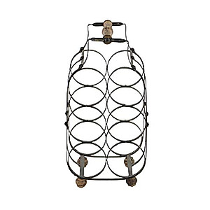Deco 79 Metal Handled 6 Bottle Wine Rack, 8" x 7" x 16", Black