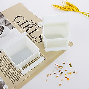 4 Pcs Bird Small Slot Feeder Plastic Food and Water Dispenser Bowl No Mess Cage Hanging Feeder Cup (White)