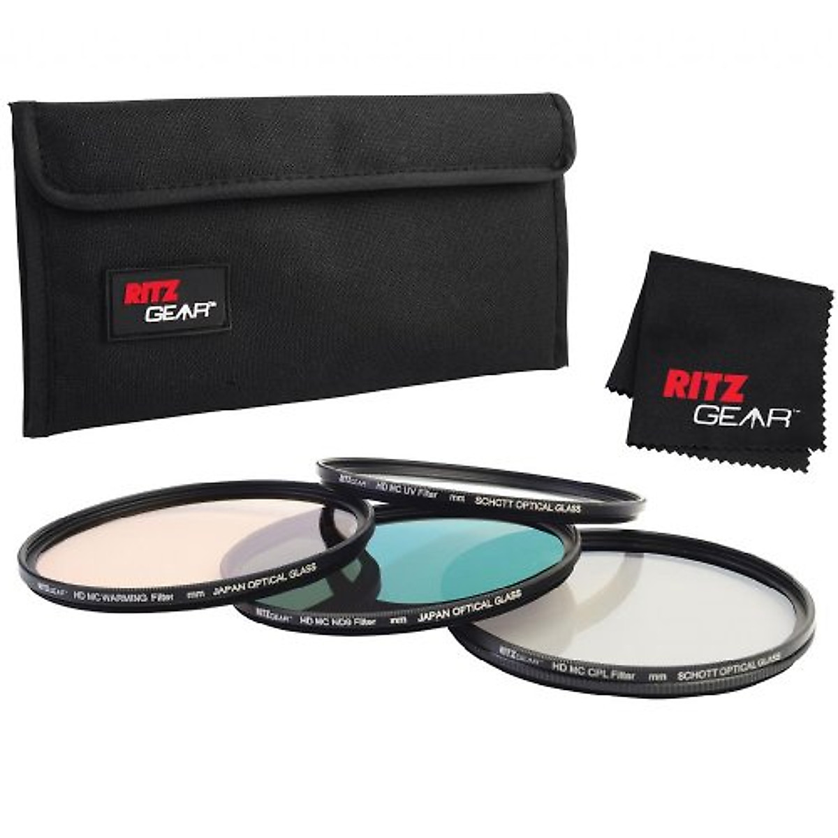 Ritz Gear™ 40.5mm Premium HD MC Super Slim Lens Filter Set (UV, CPL, ND9, Warming) with Schott Optical Glass