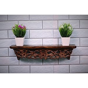 Worthy Shoppee Hand Carved Wall Decor Shelf for Living Room Home Office Drawing Room
