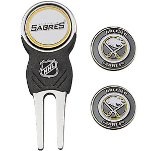 Team Golf NHL Buffalo Sabres Divot Tool Pack With 3 Golf Ball Markers Divot Tool with 3 Golf Ball Markers Pack, Markers are Removable Magnetic Double-Sided Enamel