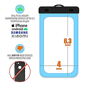 Cruise Lanyards Waterproof Cell Phone Pouch Dry Case with Touch Screen [2 Pack] Blue