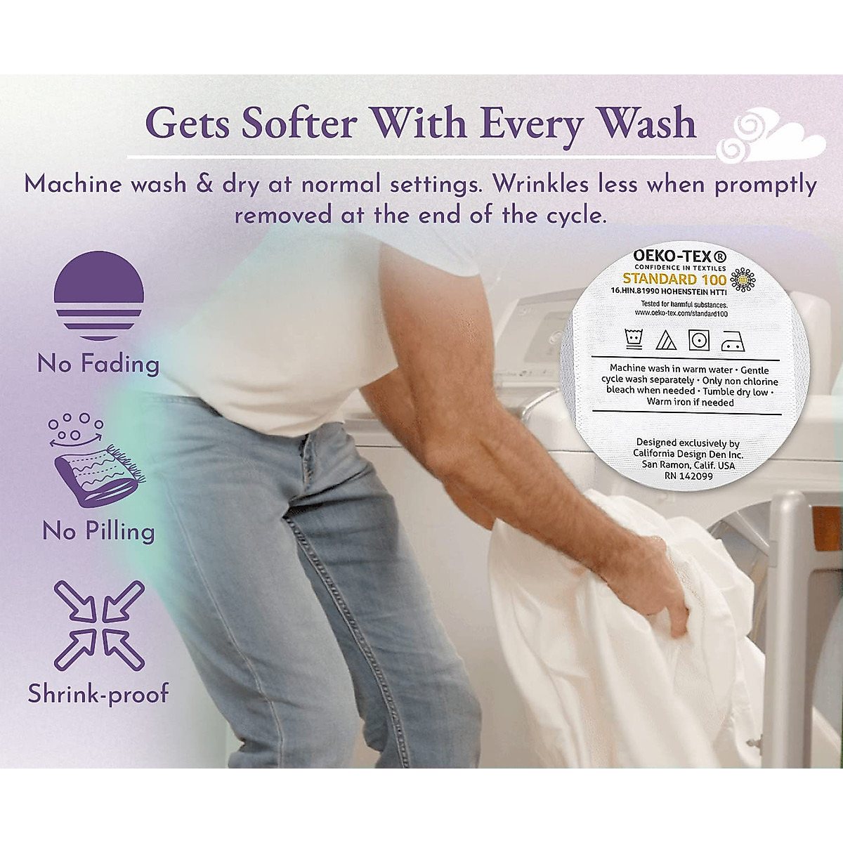 1000 Thread Count, Soft & Smooth, 100% Cotton Sateen Weave, Hotel-Quality, Set of 2 Classic Style Bright White Pillow Cases Standard Size Fits Std & Queen Size Pillows