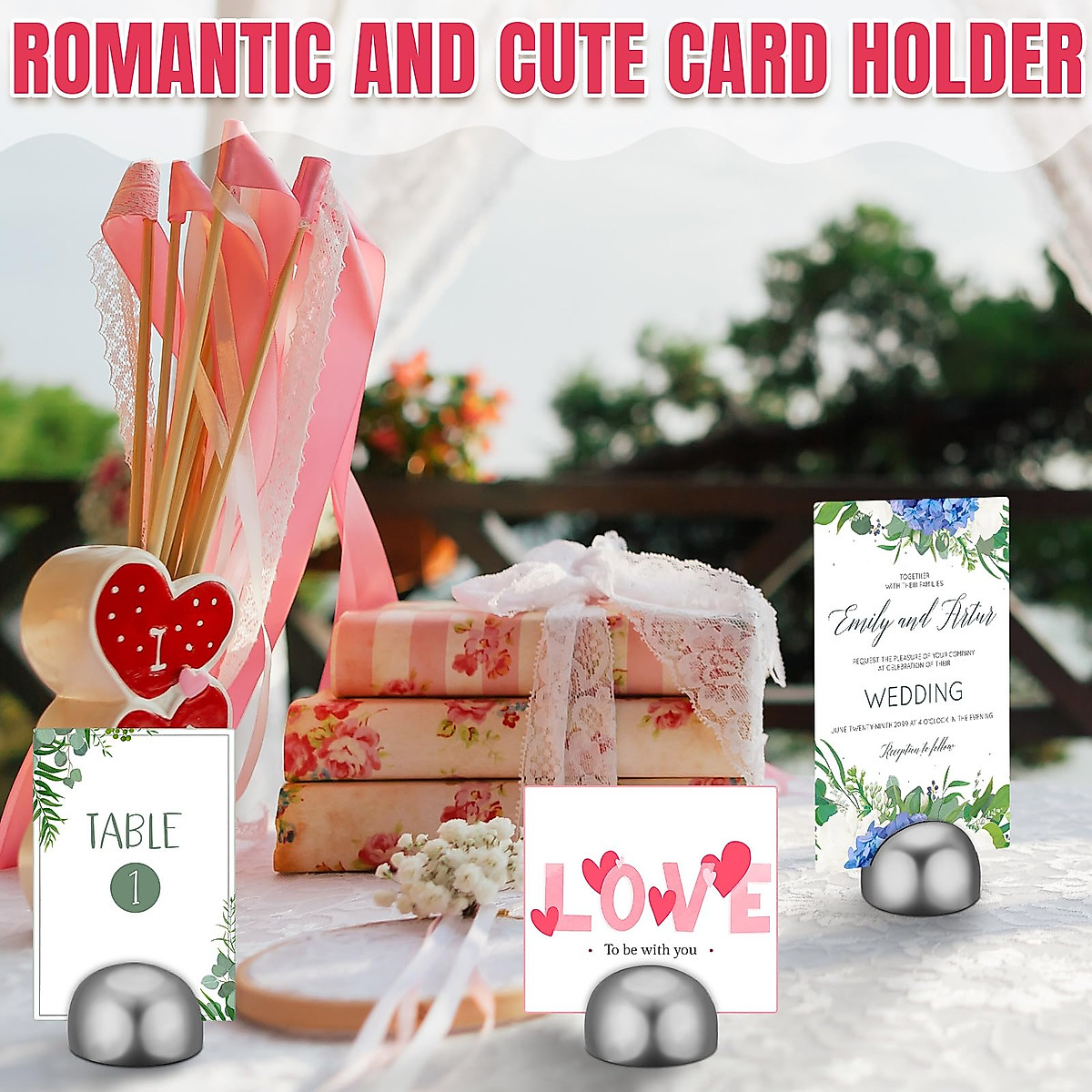 Geyoga 50 Pcs Silver Table Number Holder Round Table Number Stands Modern Place Card Holders Table Number Clips Table Number Holders for Wedding Reception Anniversary Birthday Party Banquet