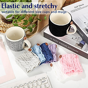 8 Pcs Coffee Mug Sweater Cozy Sleeve Mug Reusable Knitted Cozy Crochet Coffee Sleeves Cup Tea Cozy Handmade Tableware Coffee and Tea Mug Warmer for Women Men(Multi Color, 8 Pcs)