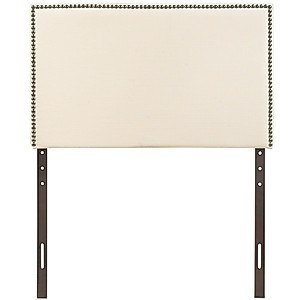 Modway MOD-5218 Region Linen Fabric Upholstered Twin Headboard in Ivory with Nailhead Trim