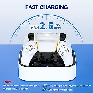 LVFAN PS5 Controller Charger Station, PS5 Controller Accessories Charging Station, PS5 Controller Charger for Playstation 5 Controller / PS5 Edge Controller
