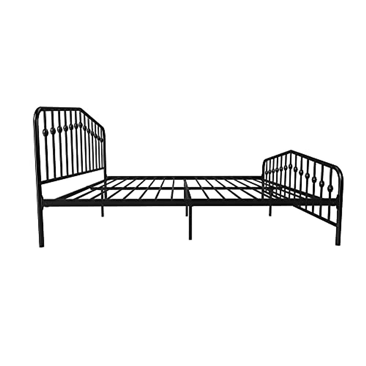 Novogratz Bushwick Metal Bed, Modern Design, King Size - Black