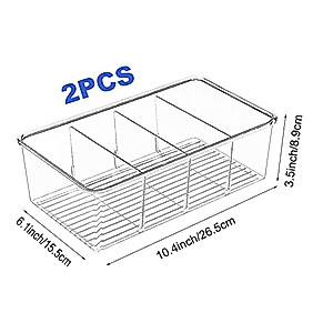 12 Piece Pantry Organization and Storage Bins - Seitop 2 Large Food Storage Organizer & 10 Pcs Clear Drawer Organizers, Removable Dividers Plastic Snack Organizer for Fridge Kitchen Cabinet