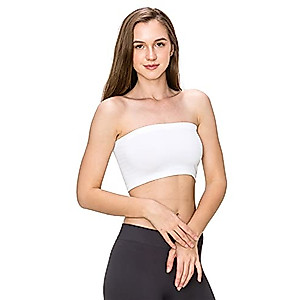 Kurve Seamless Bandeau Tube top - UV Protective Fabric, Rated UPF 50+ (Non-Padded) Made in USA, Black/White/Pebble Set, Medium/Large
